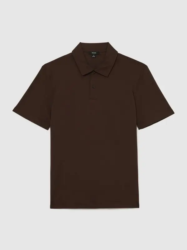 REISS Earl Air-water Cotton Polo Shirt - Brown