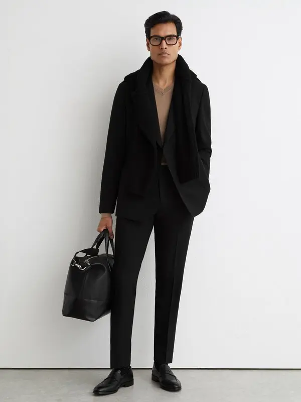 REISS Belmont Tailored Fit Tailored-fit Textured Suit Trousers With Wool - Black