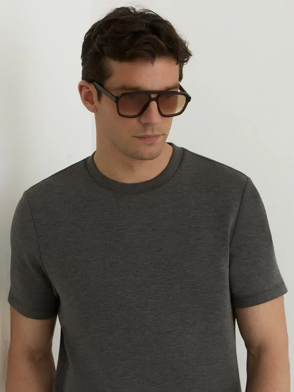 REISS Bradley Premium-interlock Modern-fit T-shirt - Grey