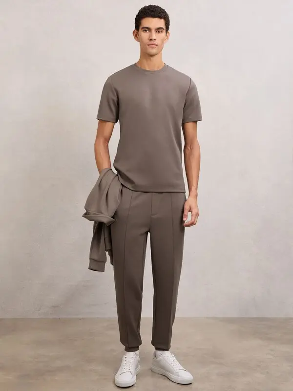 REISS Bradley Premium-interlock Modern-fit T-shirt - Light Brown