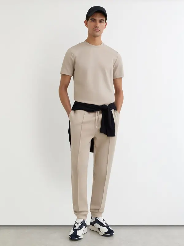 REISS Bradley Premium-interlock Modern-fit T-shirt - Stone