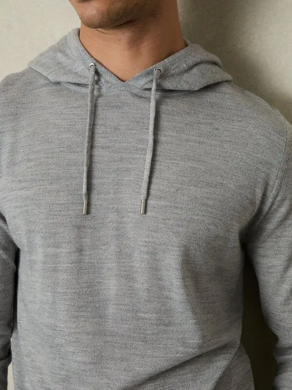 REISS Holland Mouline Holland Merino Wool Drawstring Hoodie