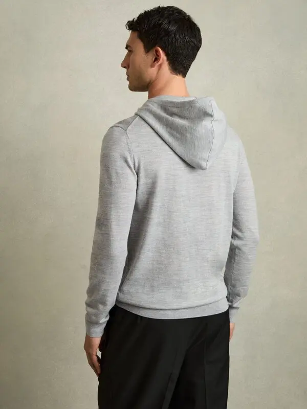 REISS Holland Mouline Holland Merino Wool Drawstring Hoodie