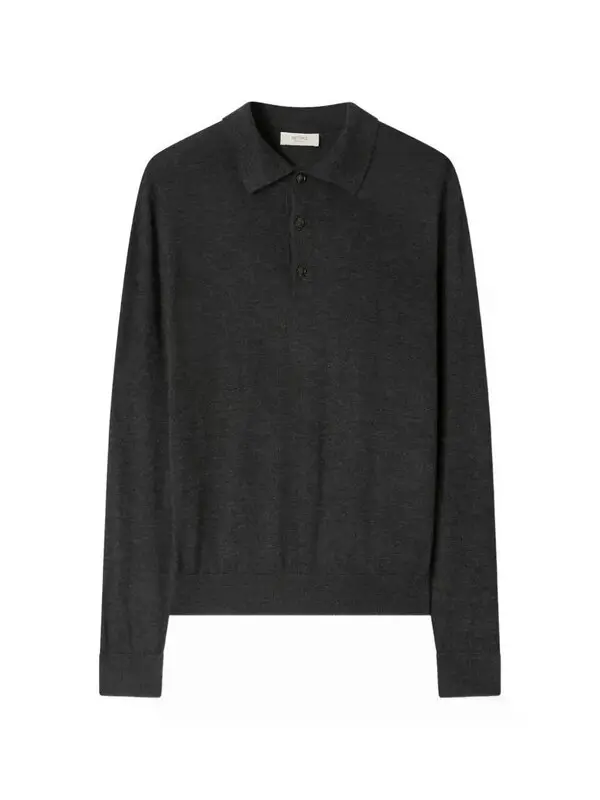 RETORI Argyle-detail Long-sleeve Polo Shirt