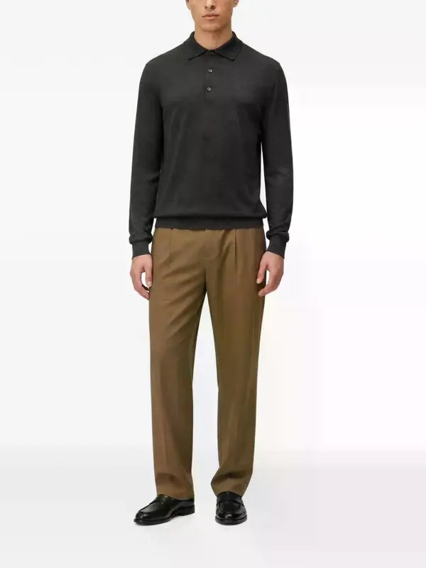 RETORI Argyle-detail Long-sleeve Polo Shirt