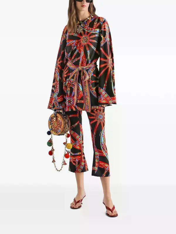 Dolce & Gabbana Carretto-print Charmeuse Leggings
