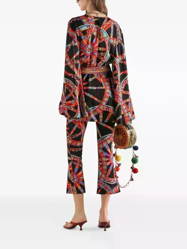 Dolce & Gabbana Carretto-print Charmeuse Leggings