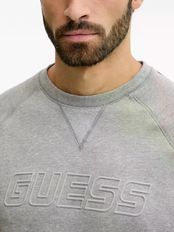 Guess Logo Embossed Raglan-sleeve Sweater