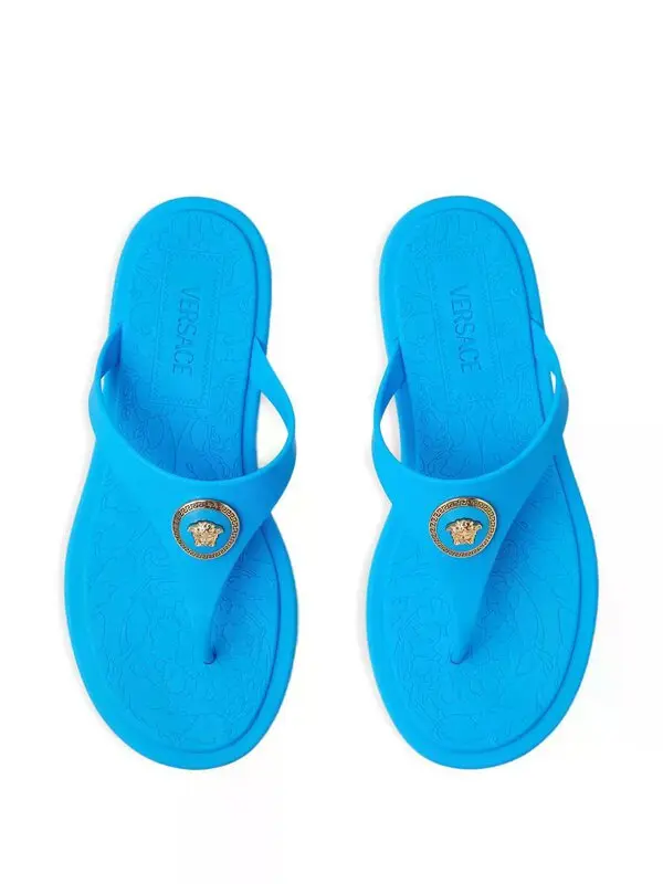 Versace Alia Rubber Flat Sandals - Blue