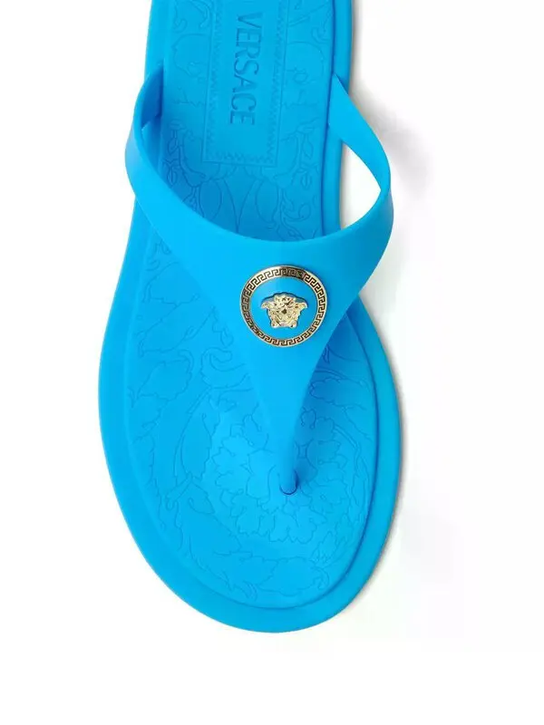 Versace Alia Rubber Flat Sandals - Blue