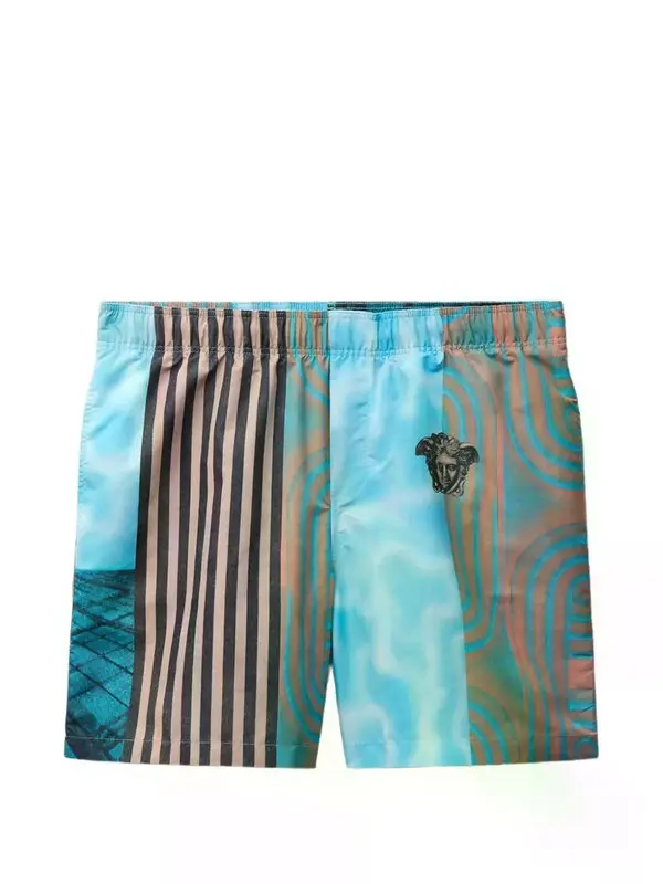 Versace Printed Boardshorts With Drawstring Waistband