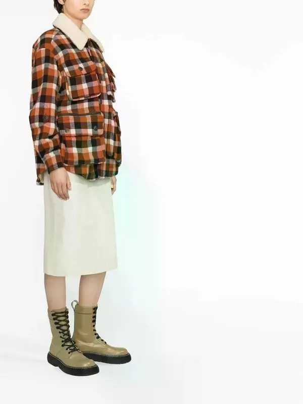 Dsquared2 Check Pattern Shearling Collar Jacket