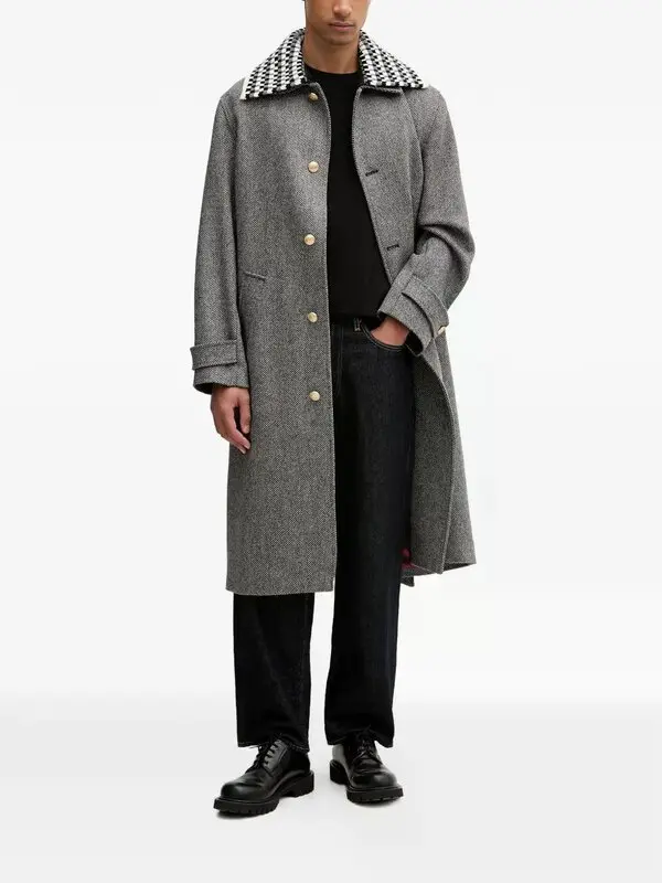 Drole De Monsieur Belted Checked-collar Coat