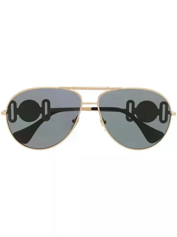 Versace Medusa Hardware Aviator Sunglasses - Yellow