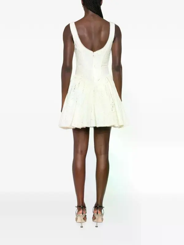 Agua Bendita Eyelet Embroidered Mini Dress - Neutrals