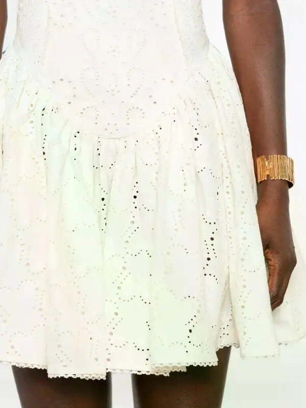 Agua Bendita Eyelet Embroidered Mini Dress - Neutrals
