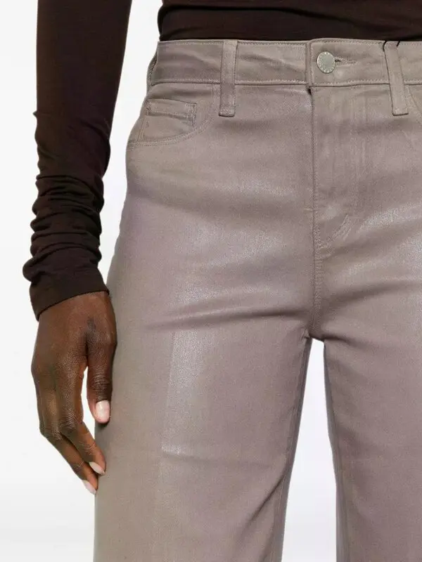 L'Agence Cayton Coated Wide-leg Jeans - Grey