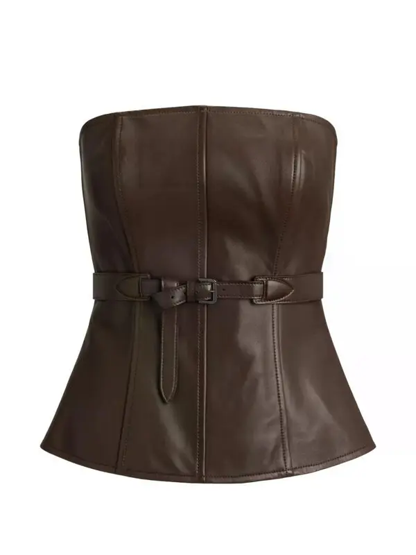 Ralph Lauren Jenevieve Leather Bustier - Brown