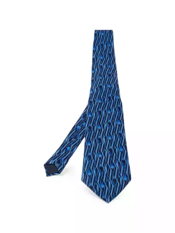 LANVIN Geometric Paisley Neck Tie - Blue