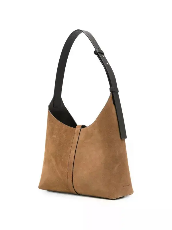 Strathberry Bar Detail Suede Shoulder Bag - Neutrals