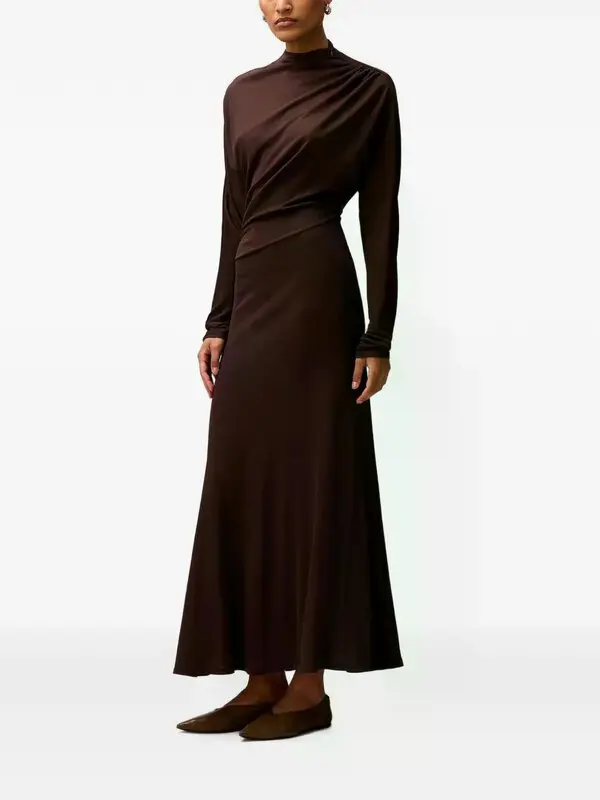 RETORI Retro Draped Mock Neck Maxi Dress