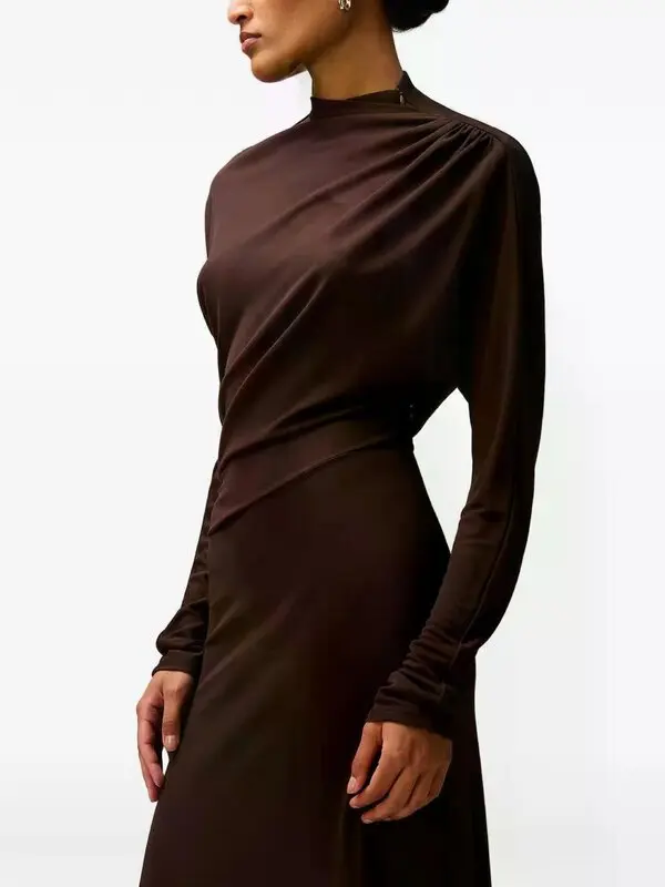 RETORI Retro Draped Mock Neck Maxi Dress