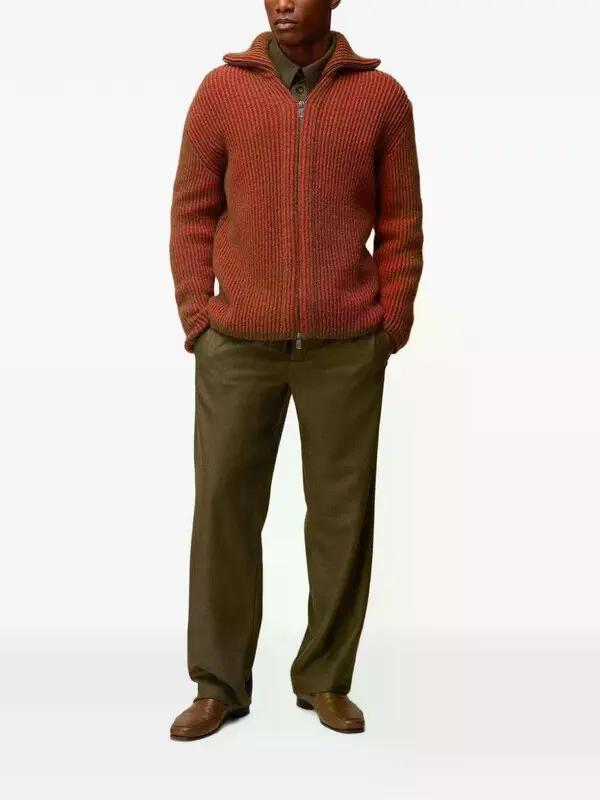 RETORI Ribbed Knit Zip-up Cardigan