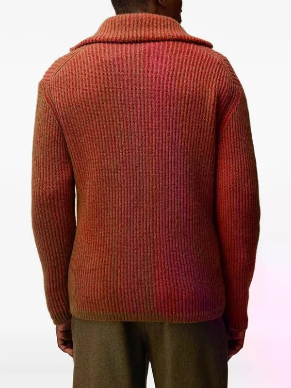 RETORI Ribbed Knit Zip-up Cardigan