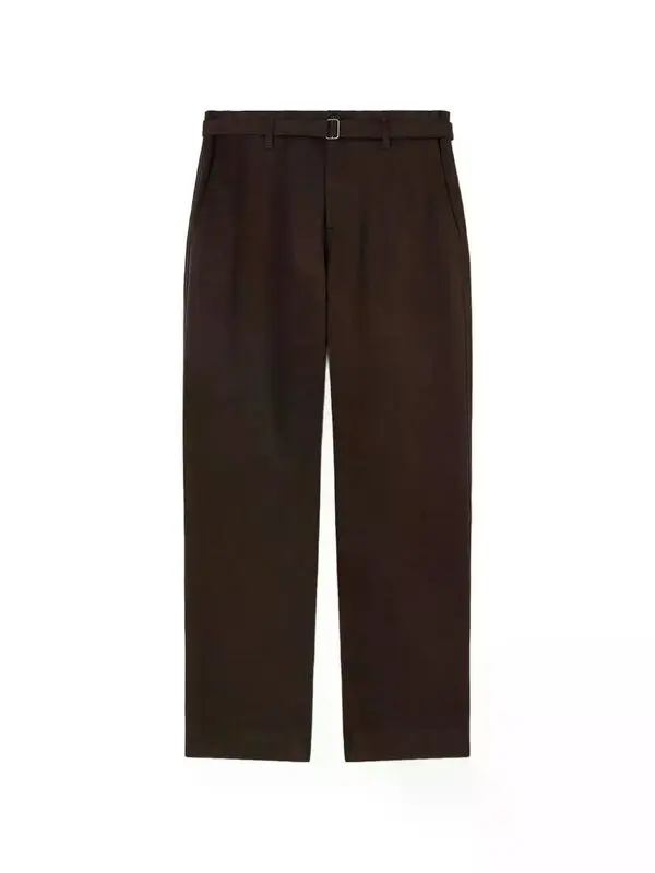 RETORI Retro' Belted Straight-leg Trousers In Chocolate Linen