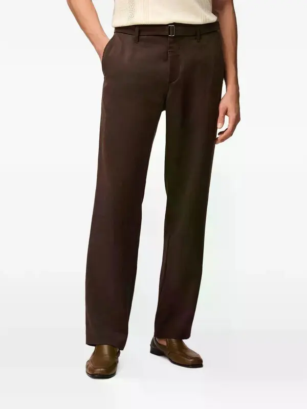 RETORI Retro' Belted Straight-leg Trousers In Chocolate Linen