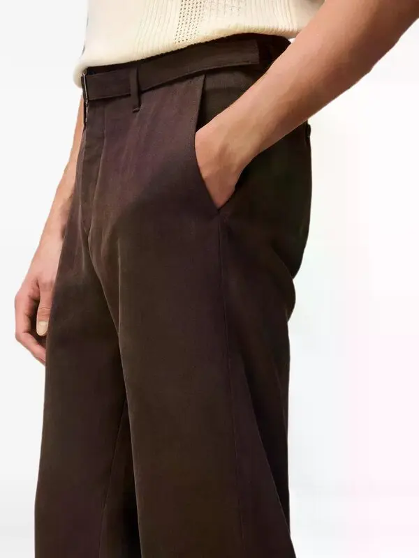 RETORI Retro' Belted Straight-leg Trousers In Chocolate Linen