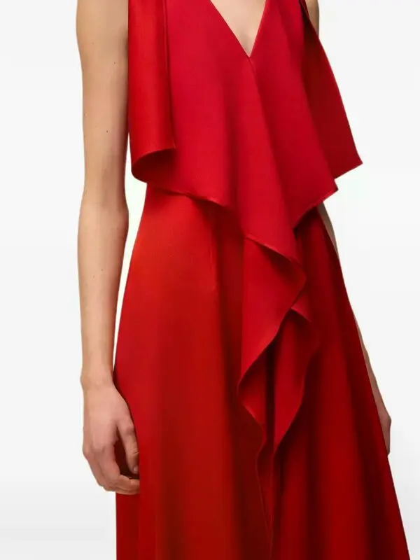 RETORI Retrof Fitted Sleeveless Draped V-neck Midi Dress