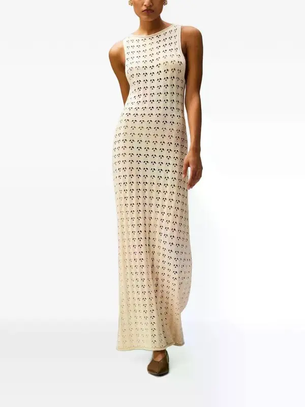 RETORI Retro Openwork-stitch Knit Maxi Dress