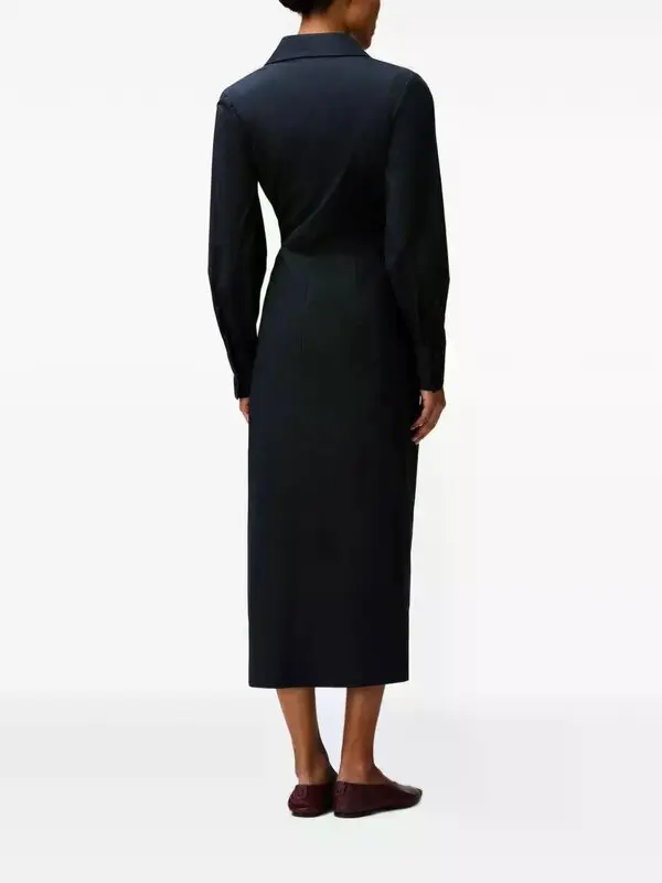RETORI Retrofi Long-sleeve Draped-front Cotton Midi Dress
