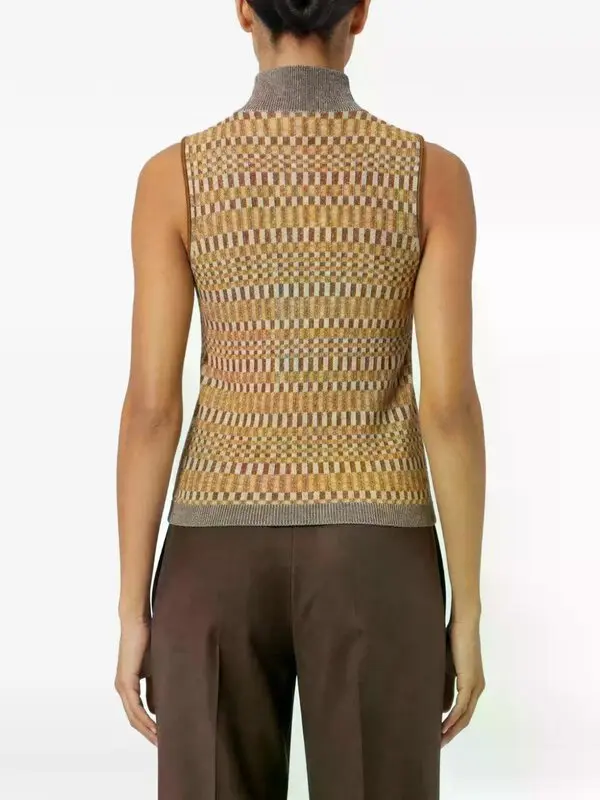 RETORI Retro Micro-check Stitch Sleeveless Top