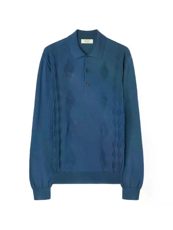 RETORI Argyle-knit Long-sleeve Polo Shirt