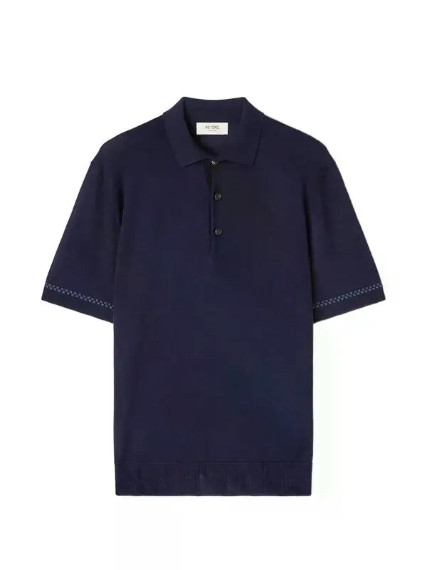 RETORI Damier Patterned Knit Polo Shirt