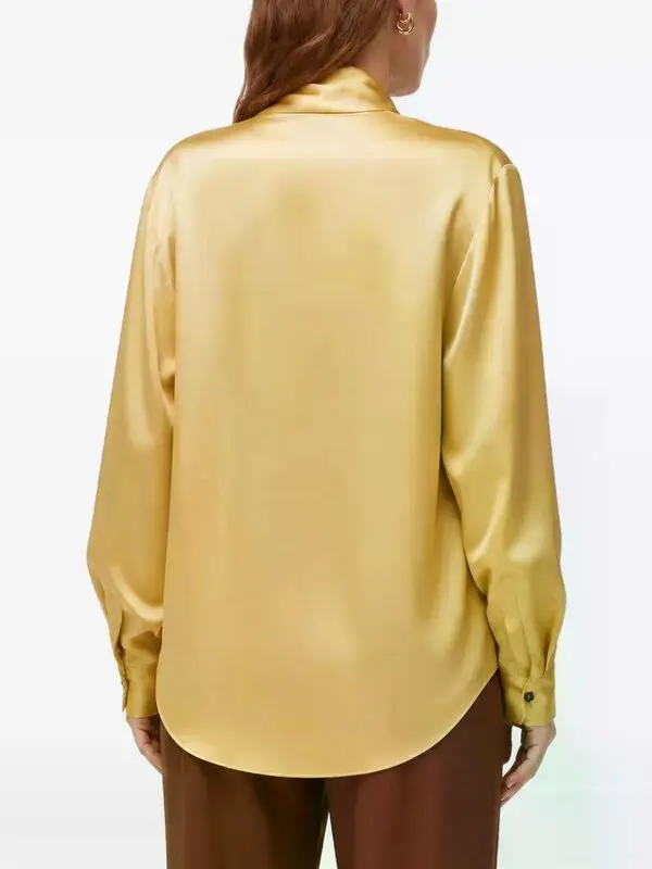 RETORI Silk V-neck Scarf Detail Shirt