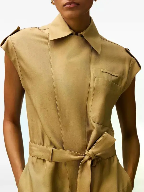 RETORI Retroli Sleeveless Belted Silk Jumpsuit