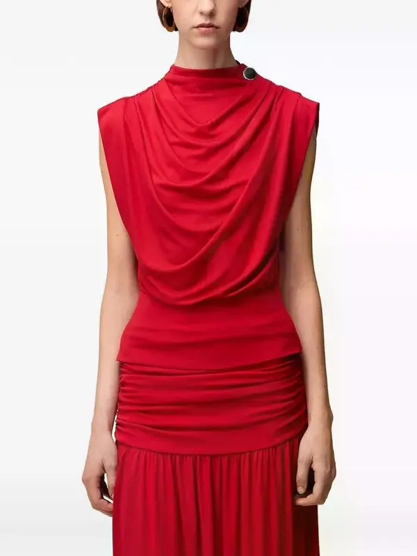 RETORI Retrol Draped High Neck Sleeveless Jersey Blouse