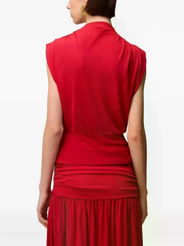 RETORI Retrol Draped High Neck Sleeveless Jersey Blouse