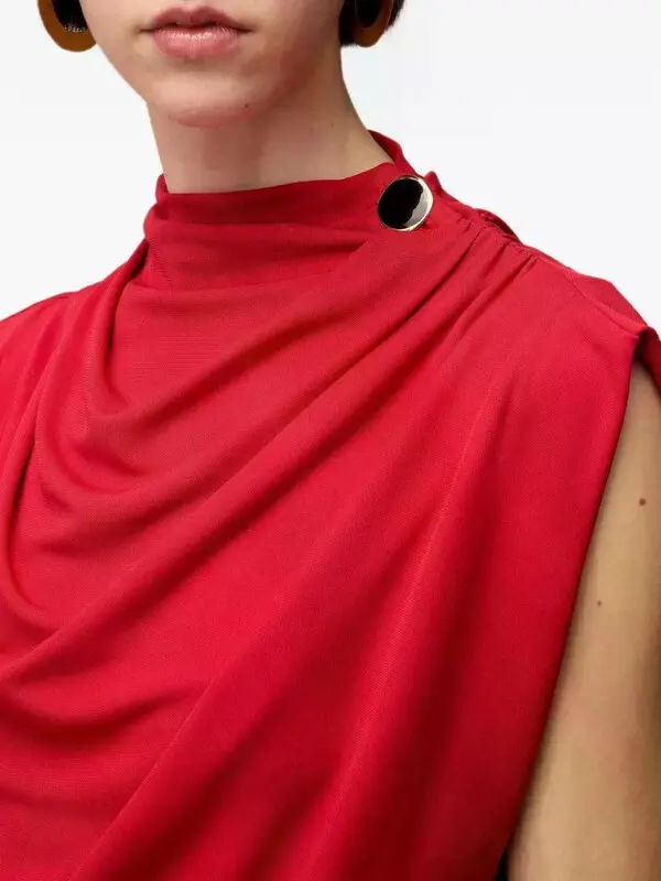 RETORI Retrol Draped High Neck Sleeveless Jersey Blouse