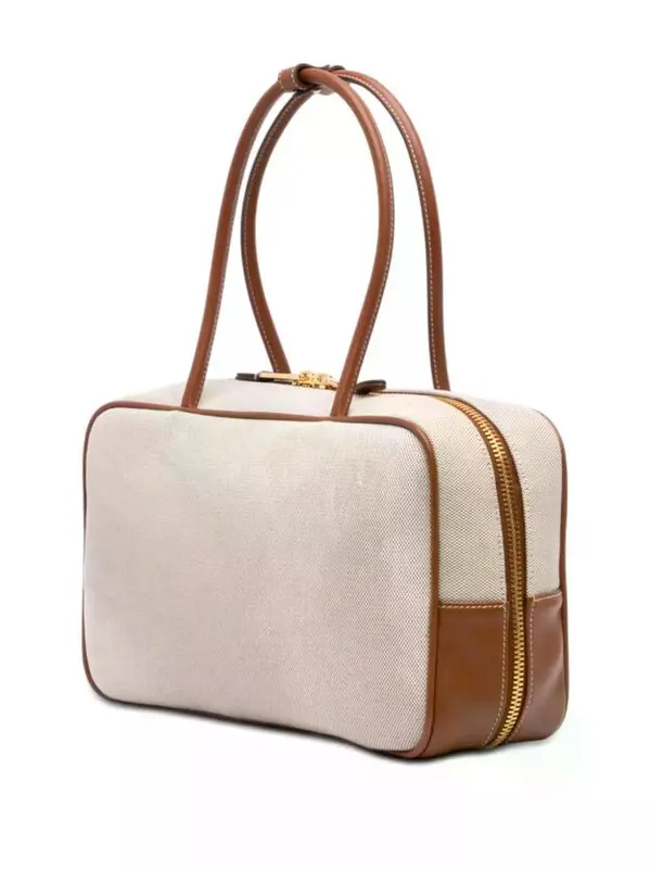 Miu Miu Canvas And Leather Logo Beau Handbag