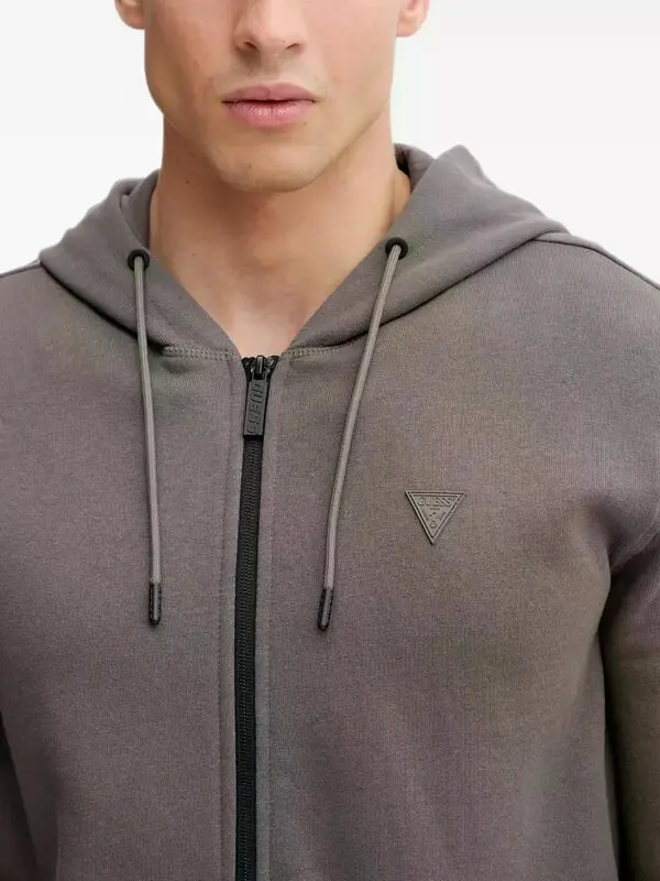 Guess Aldwin Logo-patch Zip-up Hoodie - Grey
