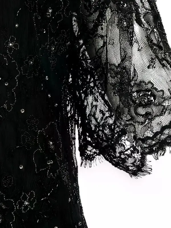 Valentino Garavani Sequin-embellished Floral Lace Midi Dress