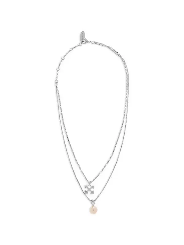 Off-White Arrows Faux-pearl Layered Necklace - Silver
