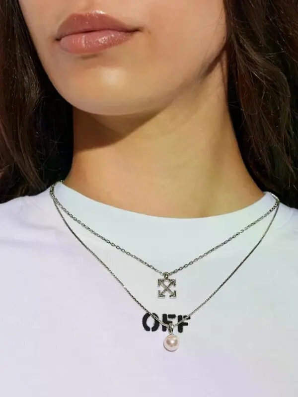 Off-White Arrows Faux-pearl Layered Necklace
