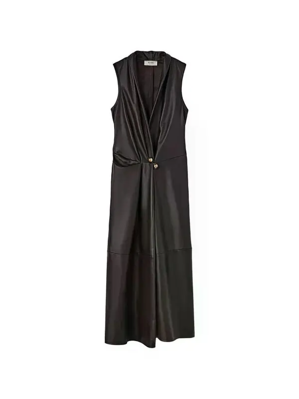 RETORI Retroi Leather Maxi Dress With Mangosteen Closure