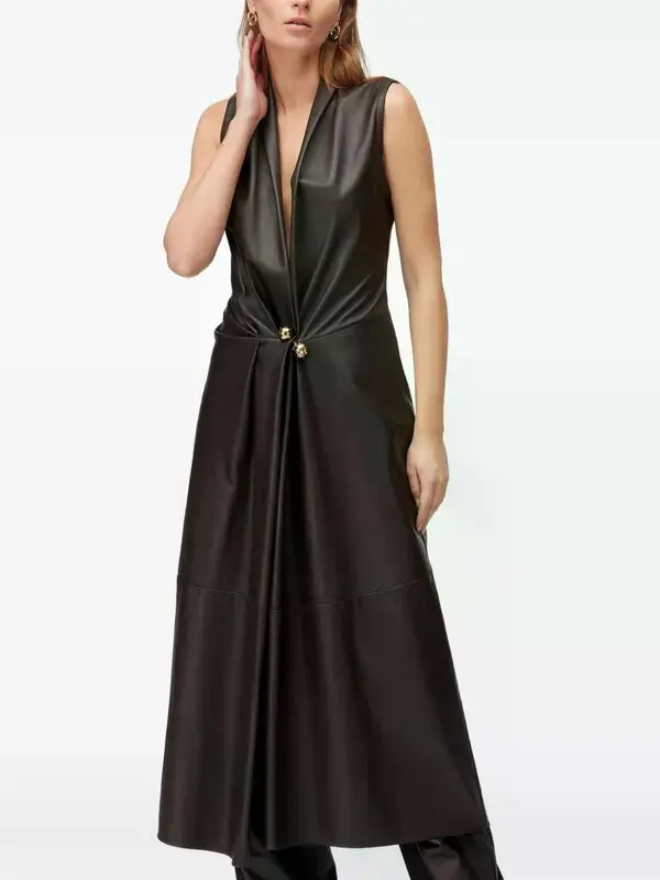 RETORI Retroi Leather Maxi Dress With Mangosteen Closure