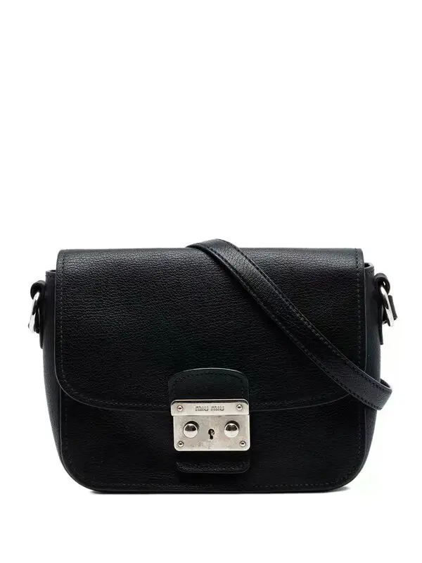 Miu Miu Madras Goatskin Crossbody Bag - Black